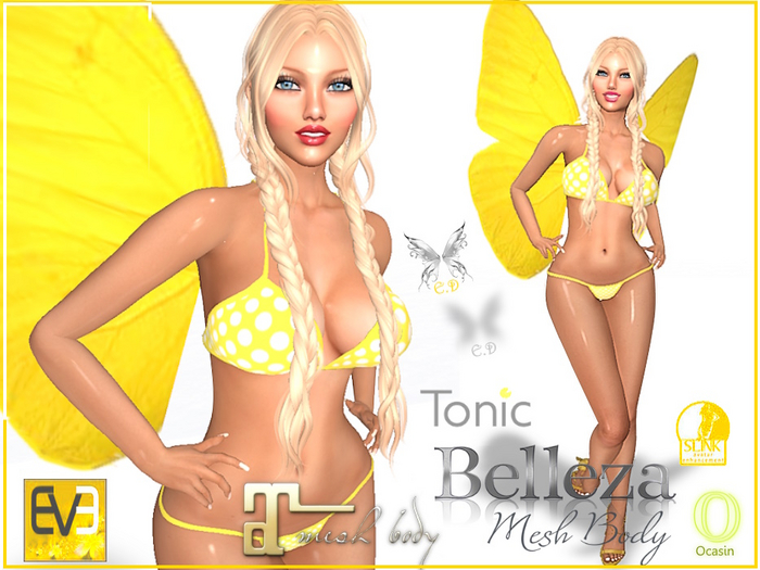 Second Life Marketplace `` { E D Yellow Polka Dot Bikini Fairy Fitmesh